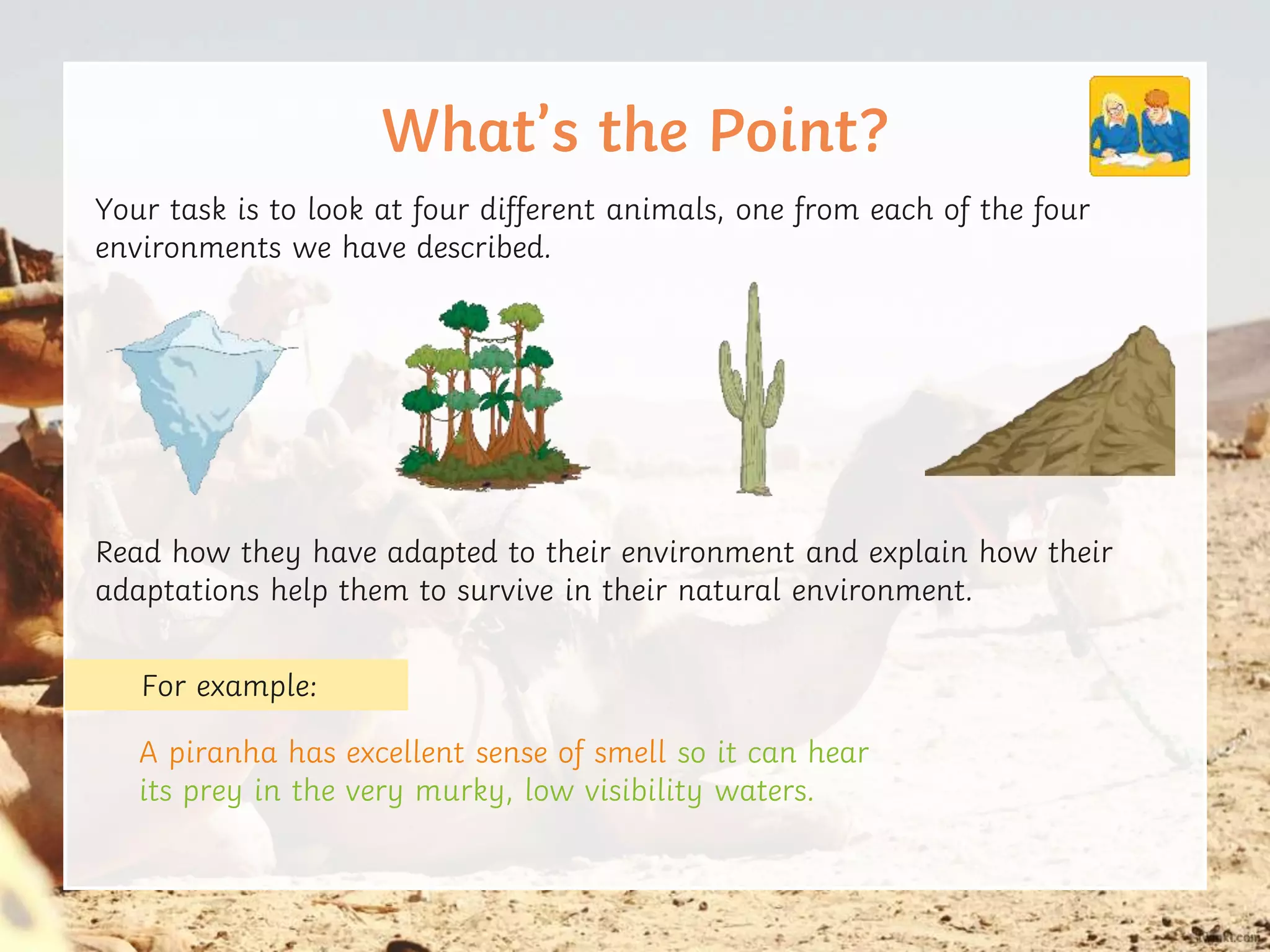 Animal adaptations to extreme environments power point answers removed ...