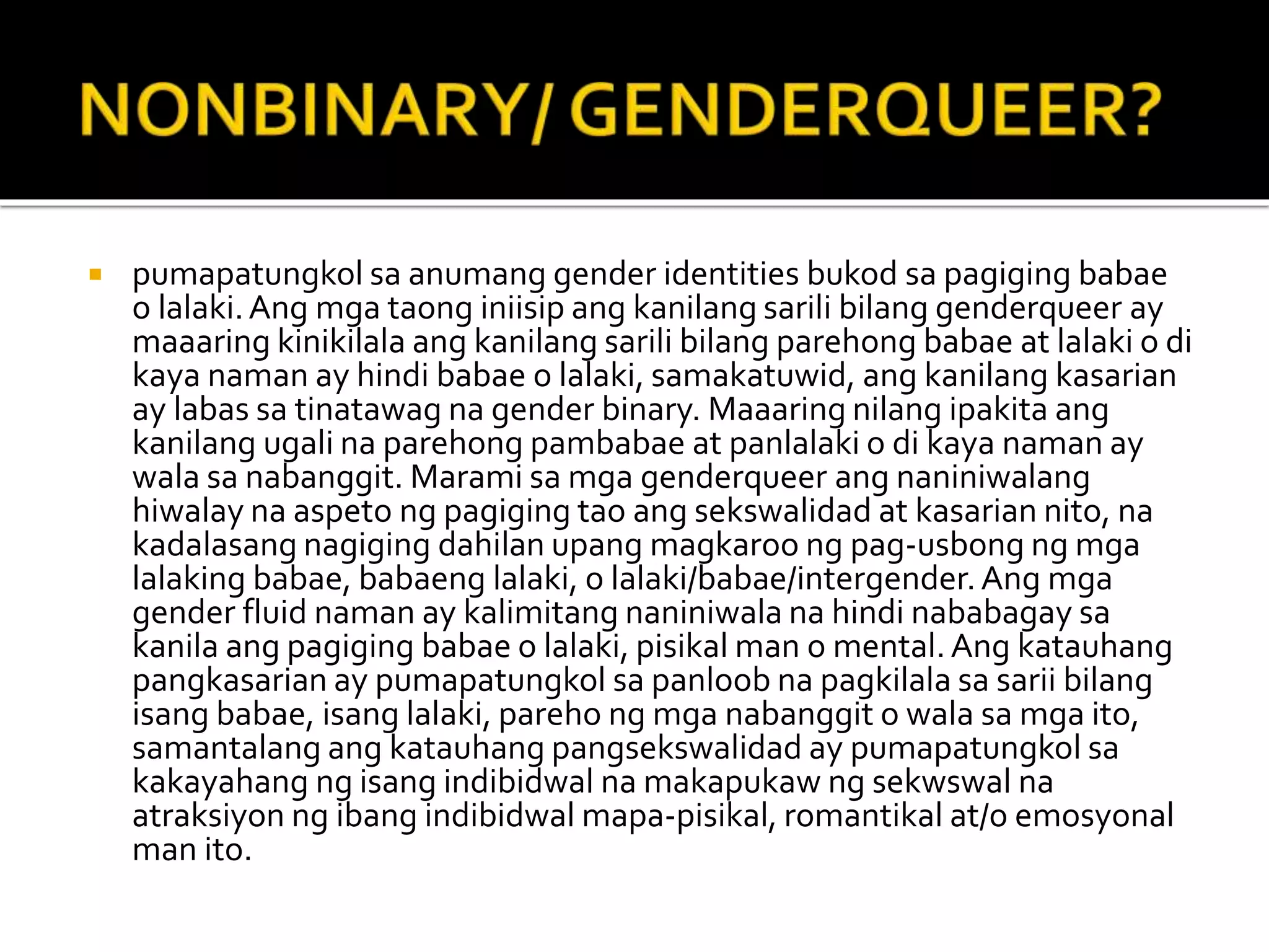 Non Binary Issues in the Philippines | PPTX