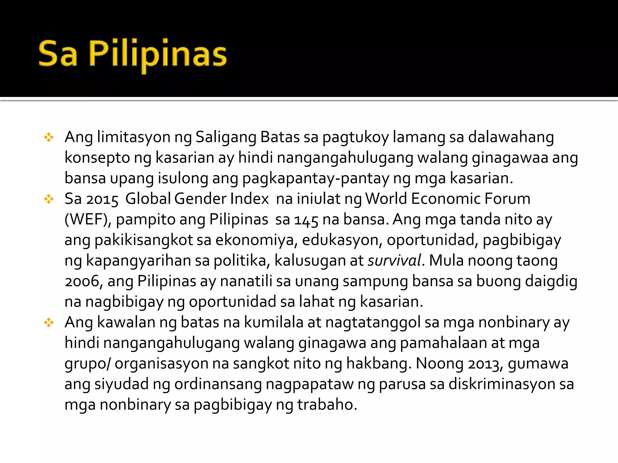 Non Binary Issues in the Philippines | PPTX