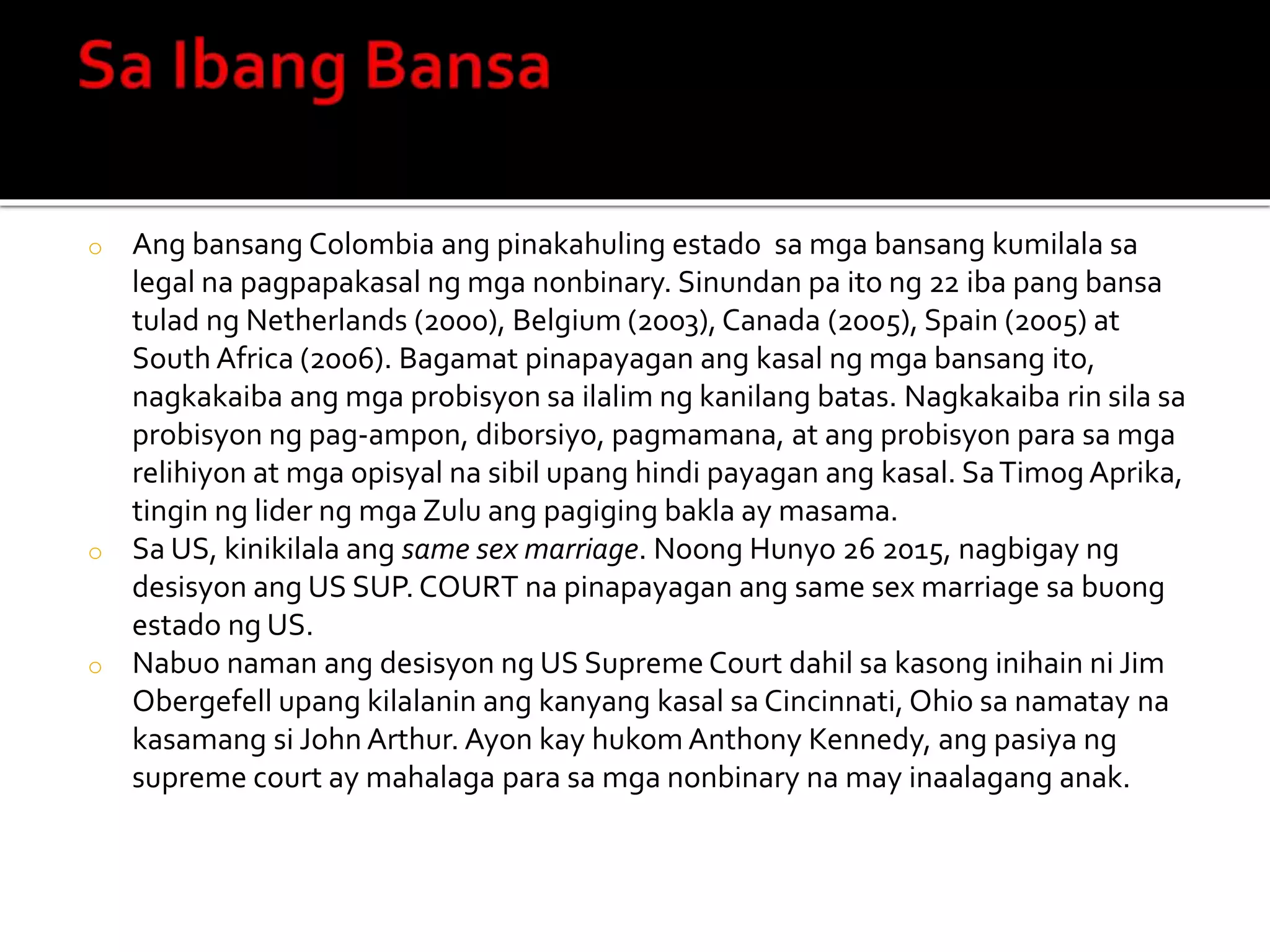 Non Binary Issues in the Philippines | PPTX