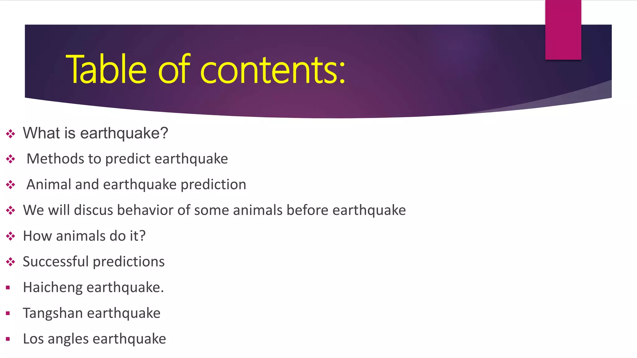 Animal behavior before earthquake | PPTX