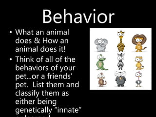 Animal Behavior and it's type to show the | PPT