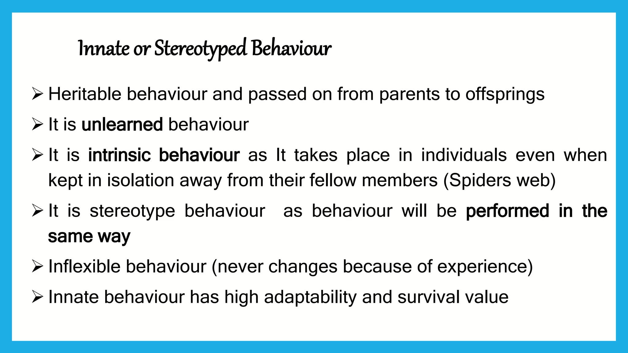 Animal Behaviour: Kinds of Behaviour | PPTX