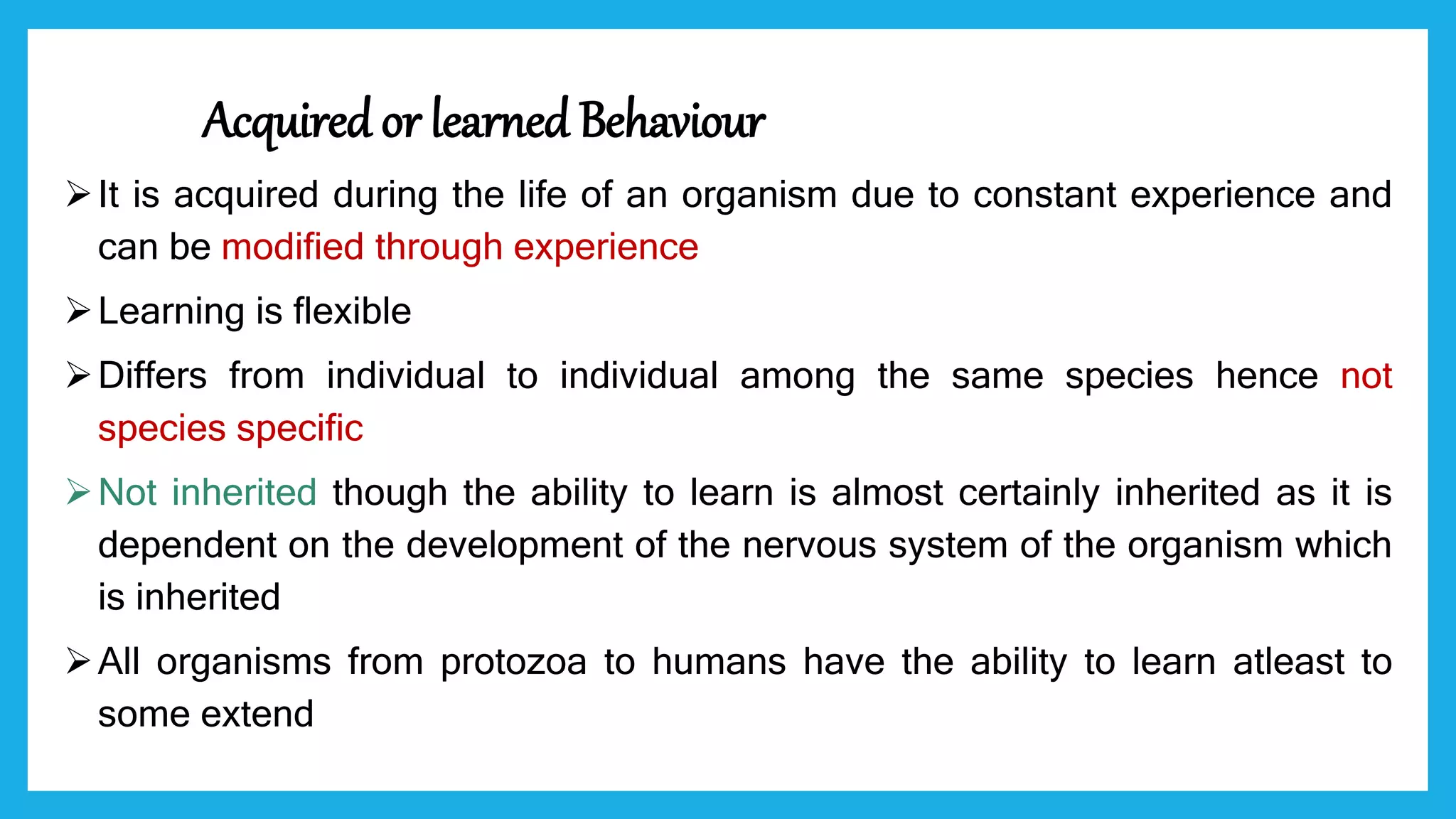 Animal Behaviour: Kinds of Behaviour | PPTX