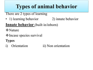 Animal behaviour and types of animal behavior power point presentation ...