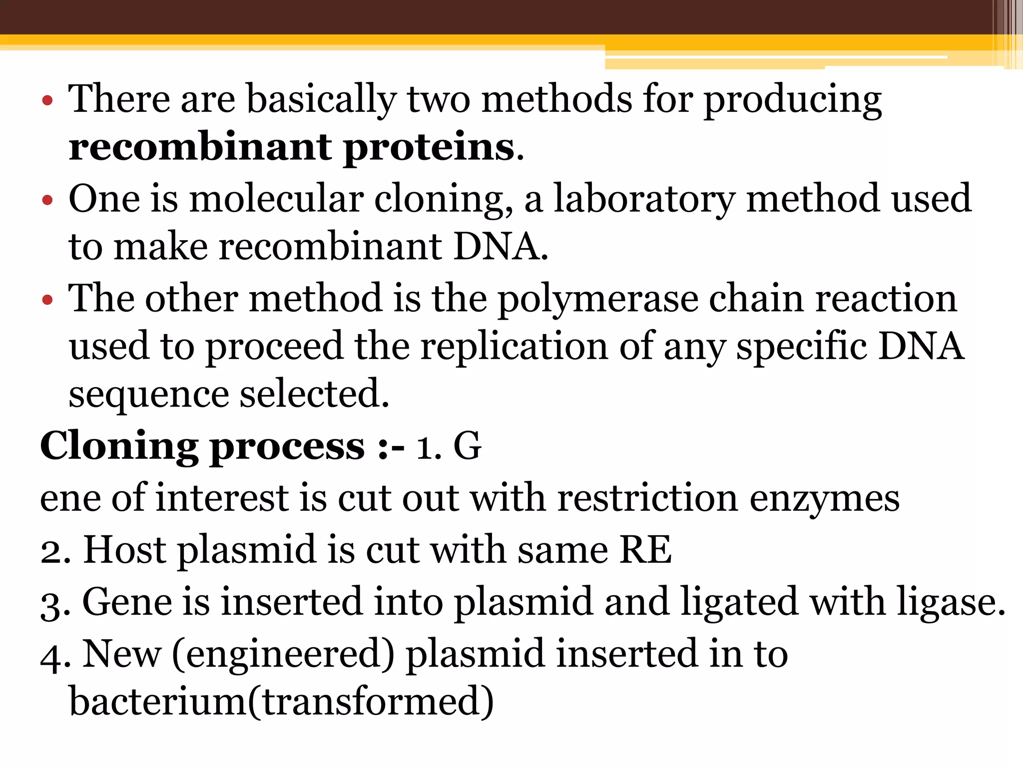 Production of recombinant proteins | PPTX