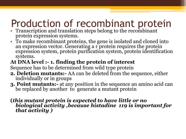 Production of recombinant proteins | PPTX
