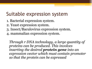 Production of recombinant proteins | PPTX