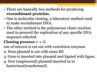 Production of recombinant proteins | PPTX