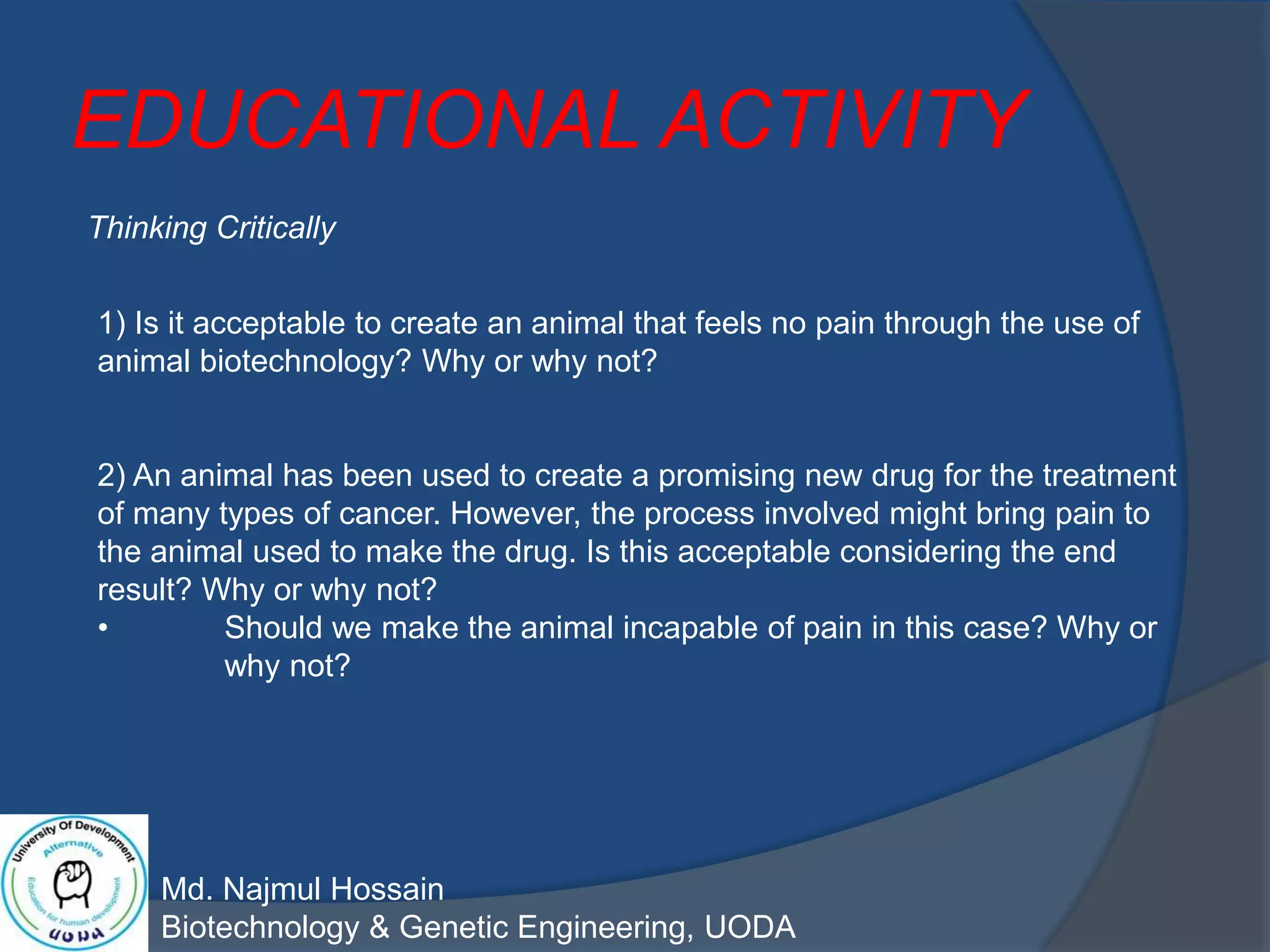 Animal biotechnology course | PPTX