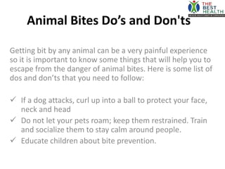 Animal Bites Causes Symptoms Treatment | PPTX