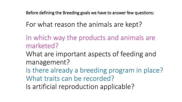 Animal breeding goals | PPTX