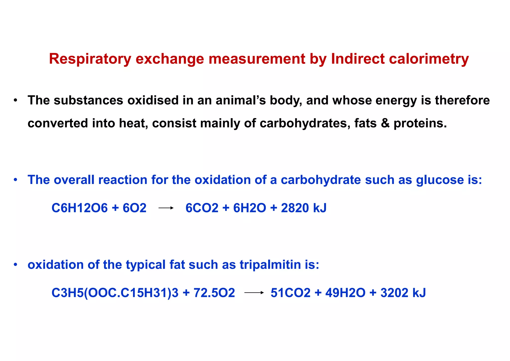Direct and Indirect Calorimetry, Carbon & Nitrogen Balance Studies | PDF