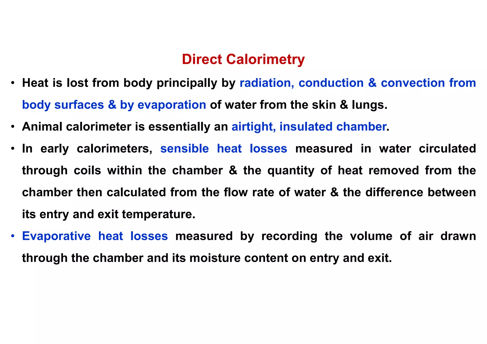 Direct and Indirect Calorimetry, Carbon & Nitrogen Balance Studies | PDF