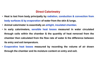 Direct and Indirect Calorimetry, Carbon & Nitrogen Balance Studies | PDF