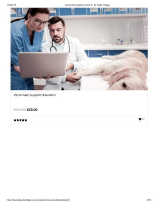 Animal Care Diploma Level 3 - St. Pauls College | PDF