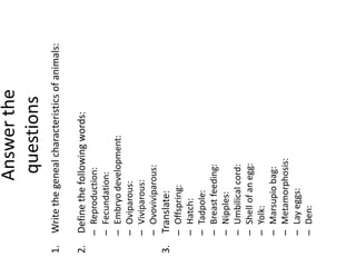 Animal characteristics chart | PPTX