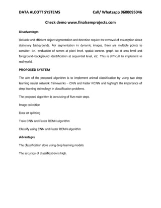 Animal classification using cnn and faster rcnn algorithm | PDF