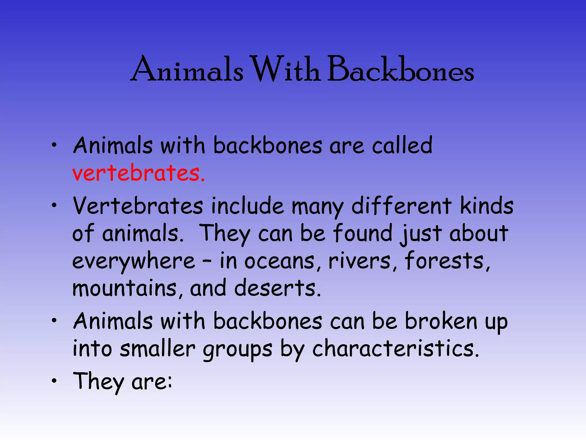 Animal classification vertebrates 5th grade | PPT