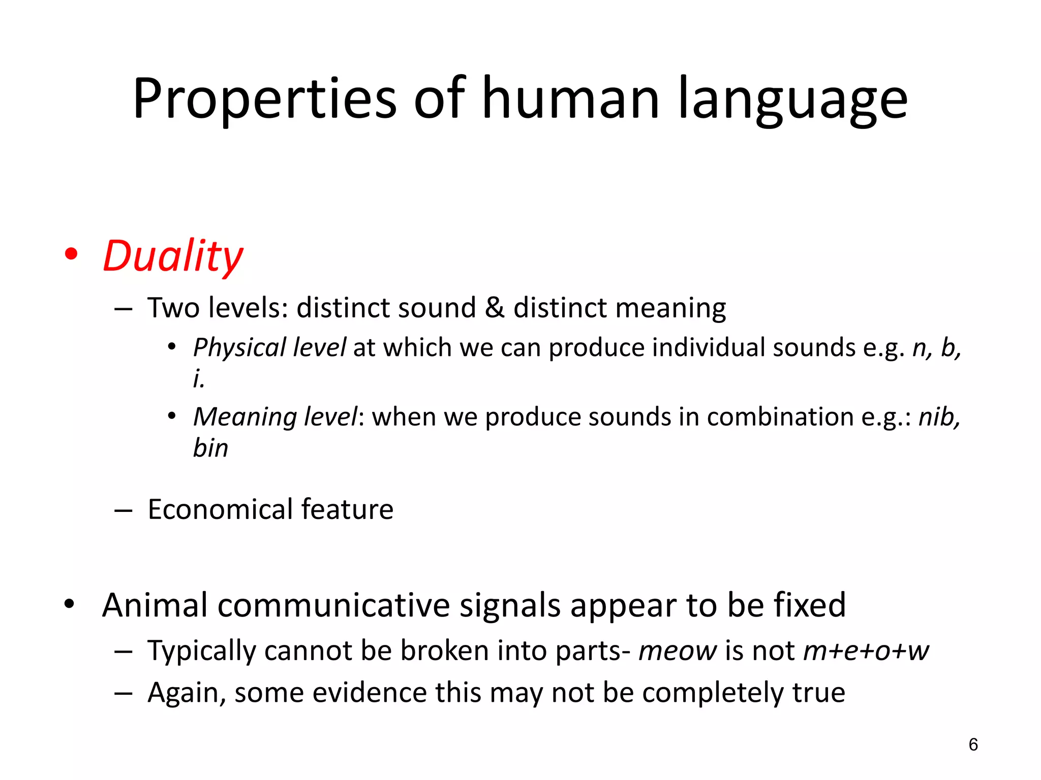 Properties of Human language | PPTX