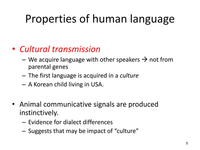 Properties of Human language | PPTX | Science