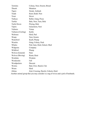 Animal collective nouns | DOCX
