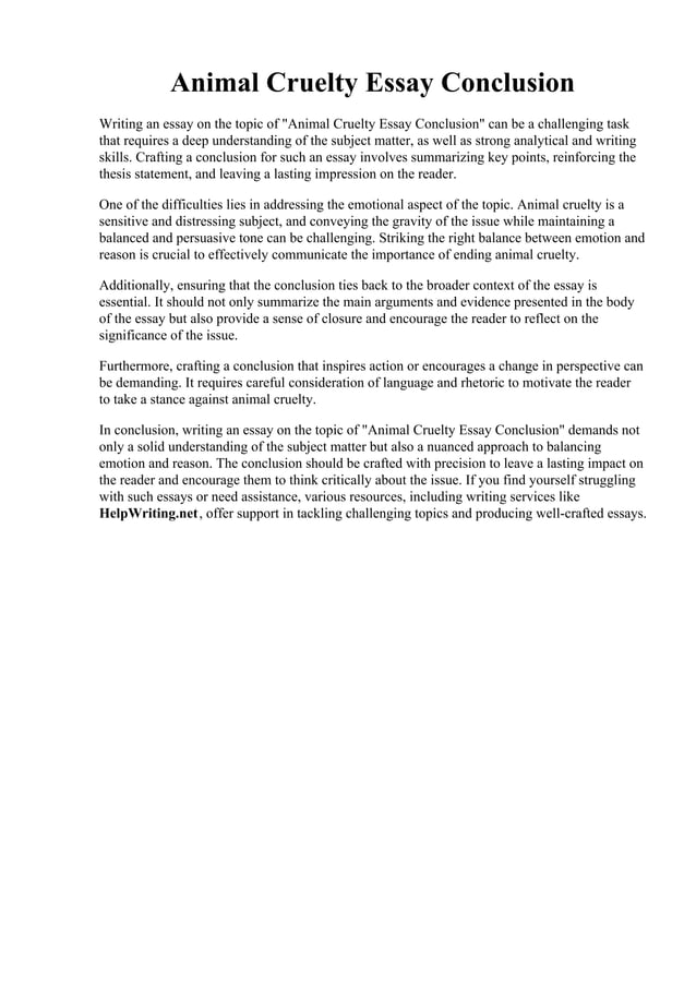 Animal Cruelty Essay Conclusion | PDF