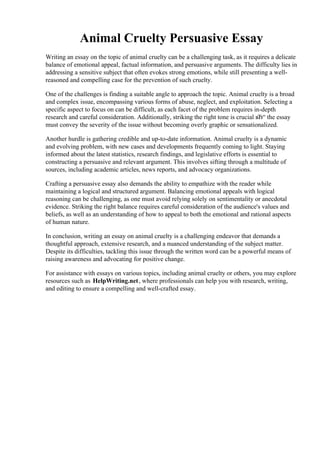 Animal Cruelty Persuasive Essay.pdf | Christianity | Religion & Spirituality