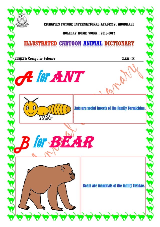 Animal Dictionary (By Keerthana) | PDF