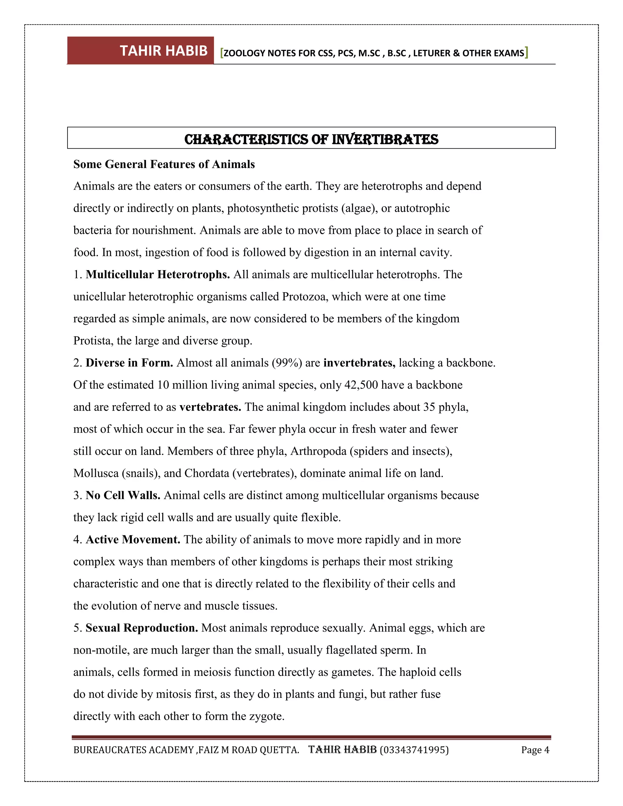 Animal diversity (Zoology) notes | PDF