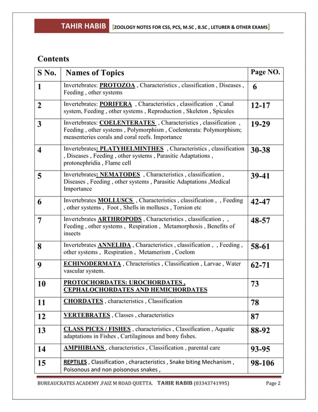 Animal diversity (Zoology) notes | PDF