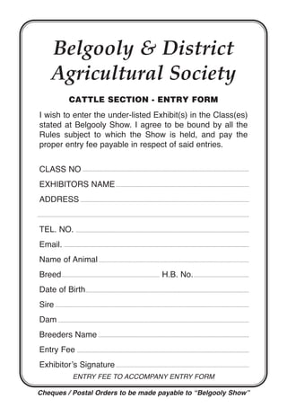 Belgooly Show Animal entry forms | PDF