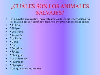 Animales domésticos y salvajes | PPTX