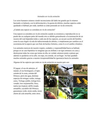 Animales en via de extincion | PDF