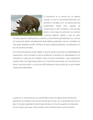Animales salvajes del africa | DOCX
