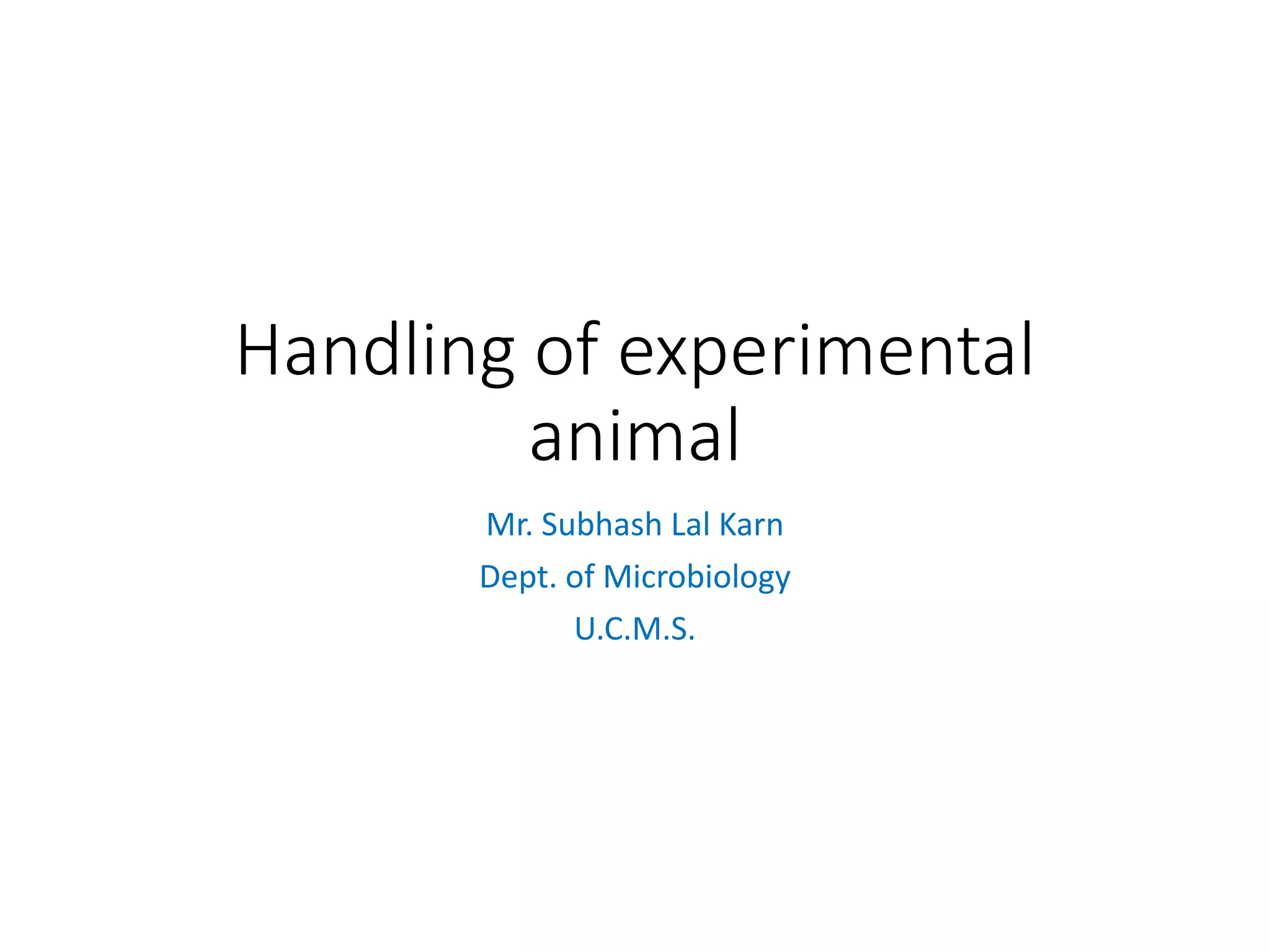 Handling of laboratory animal | PPTX