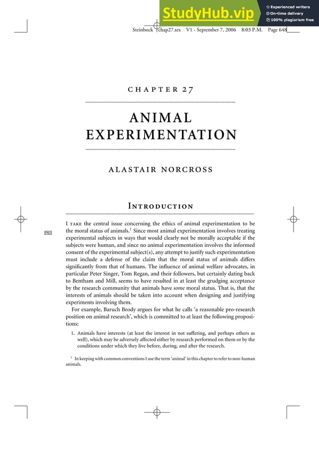 Animal Experimentation | PDF