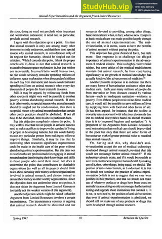 Animal Experimentation And The Argument From Limited Resources | PDF
