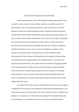 Animal experimentation essay | DOC