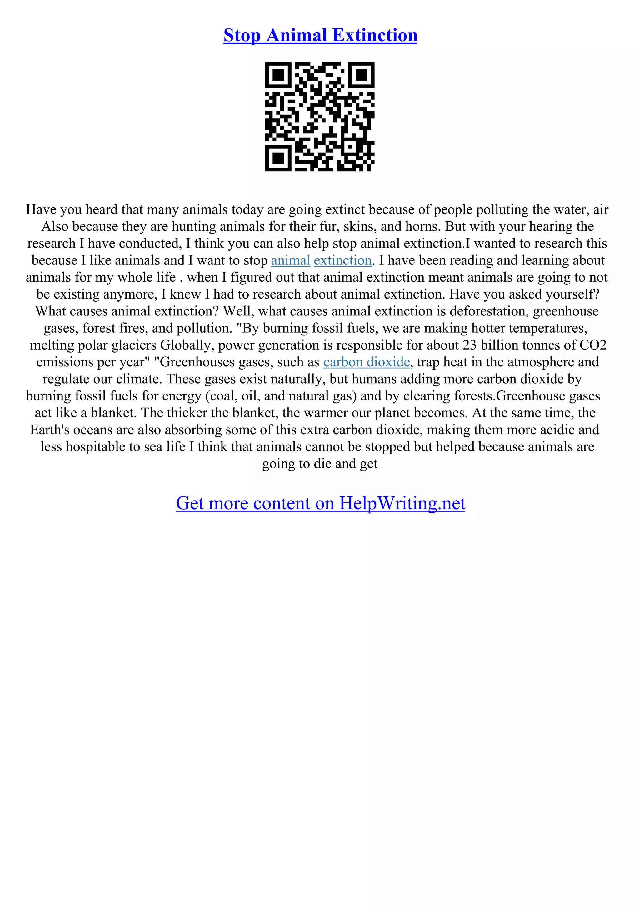 Animal Extinction Essay | PDF