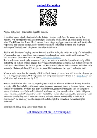 Animal Extinction Essay | PDF