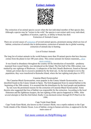 Animal Extinction Essay | PDF