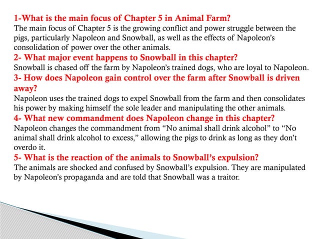 Animal Farm chapter 5 analsys and summary | PPTX