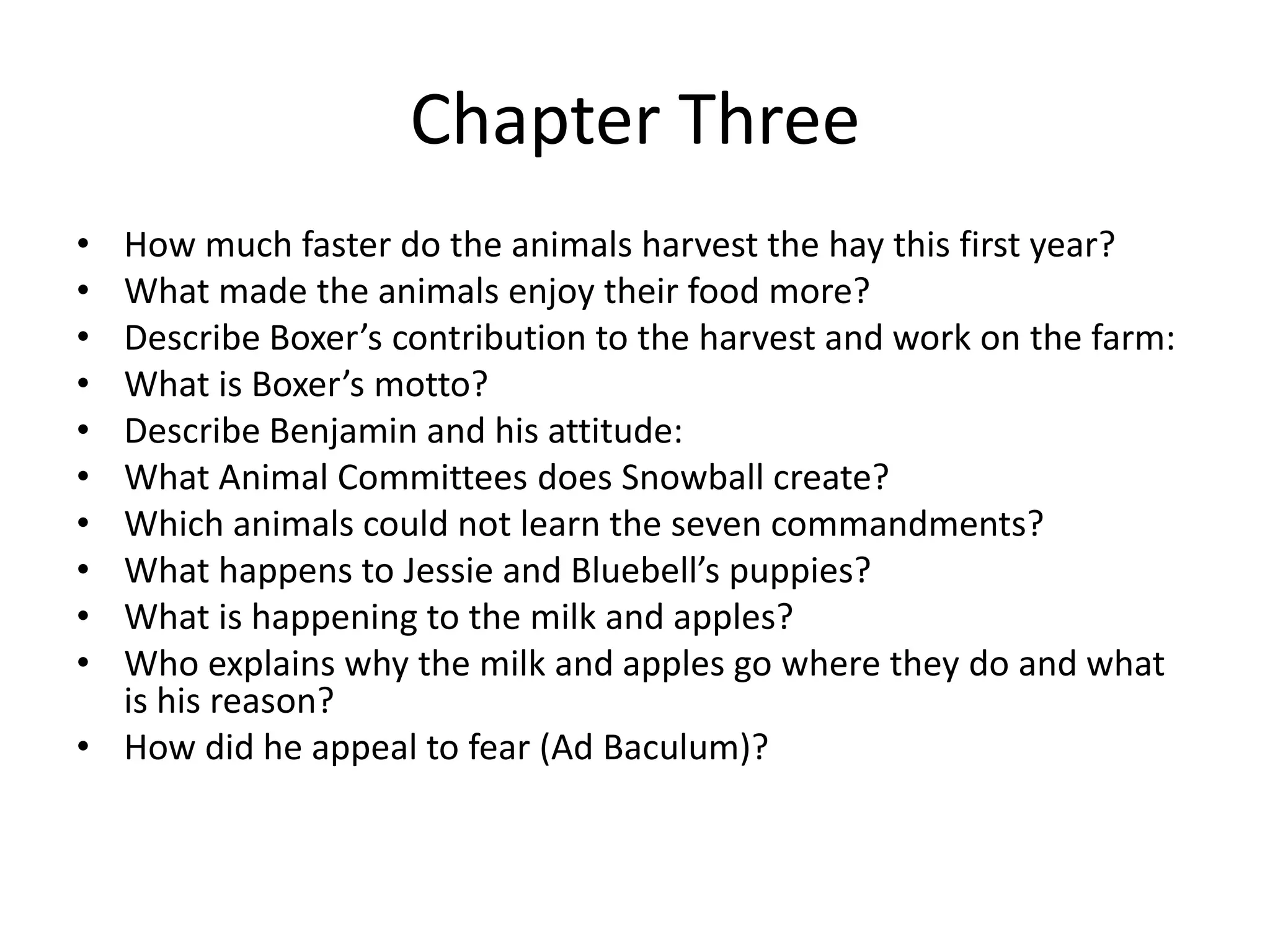 Animal farm chapter 1 5 questions | PPTX