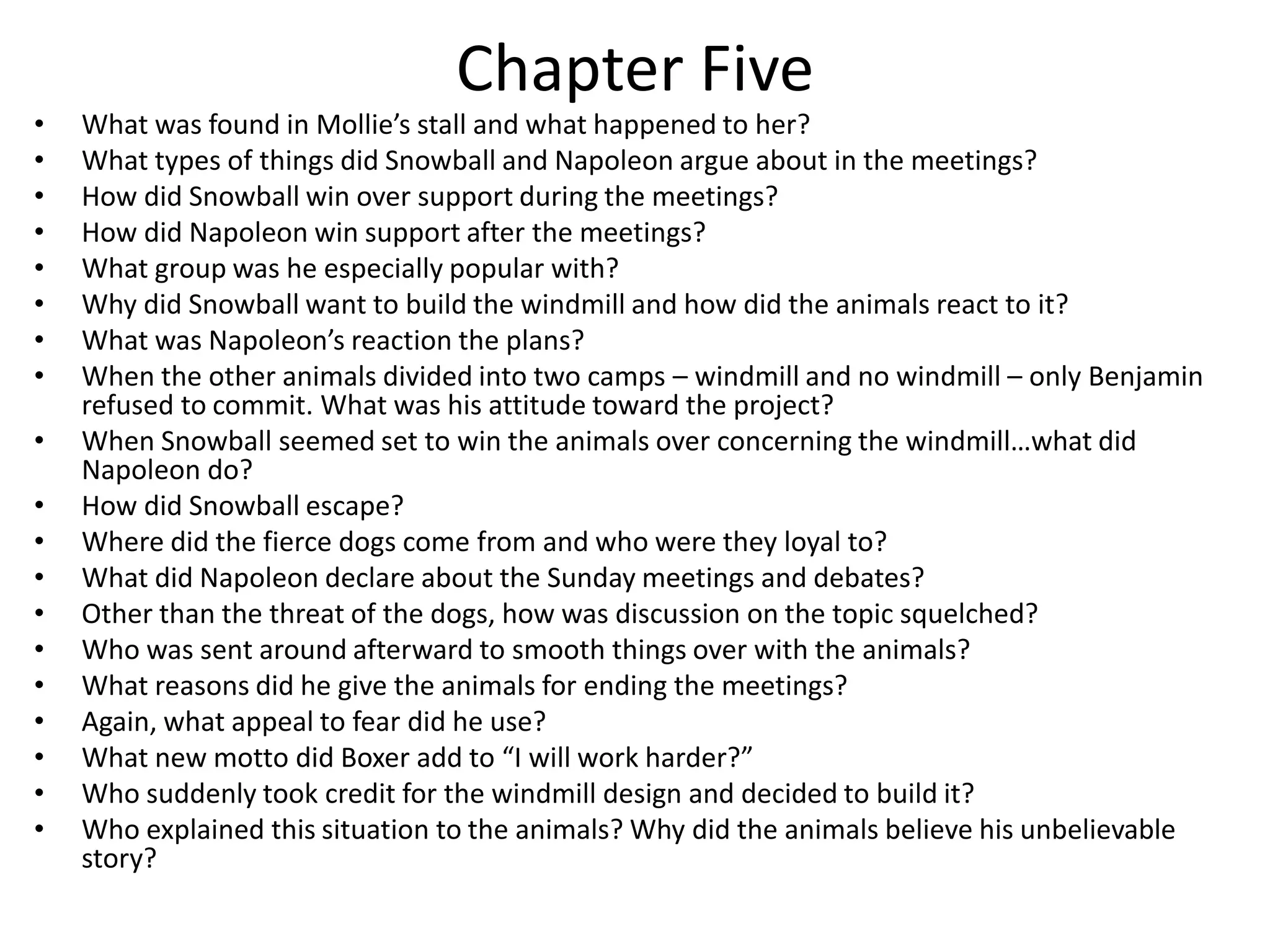 Animal farm chapter 1 5 questions | PPTX