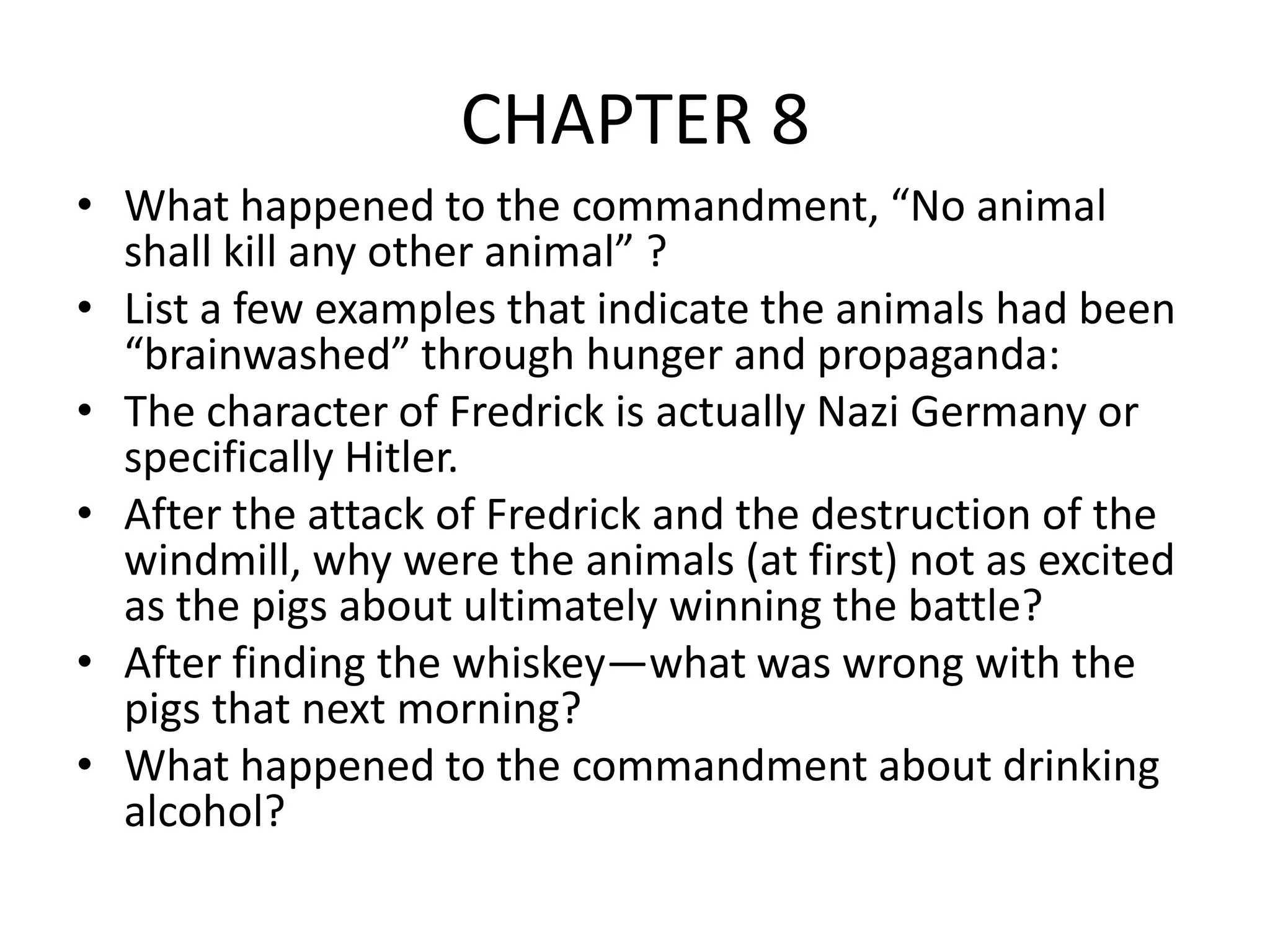 Animal Farm chapter 6 10 questions | PPT