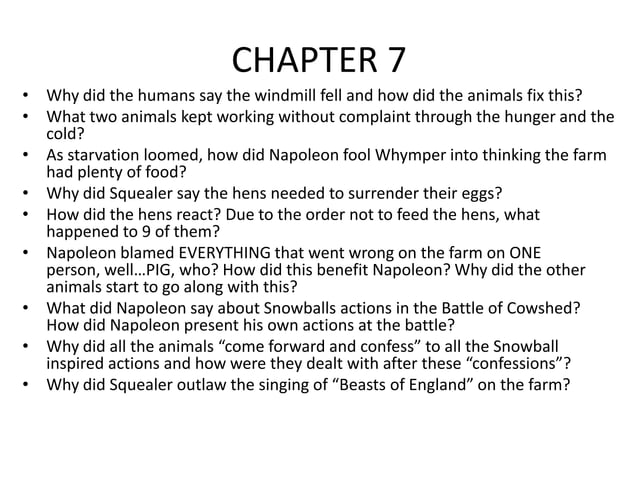 Animal Farm chapter 6 10 questions | PPT