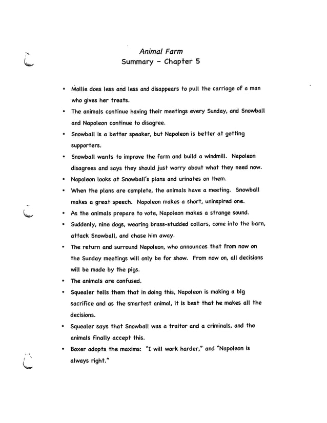 Animal farm chapter summaries | PDF