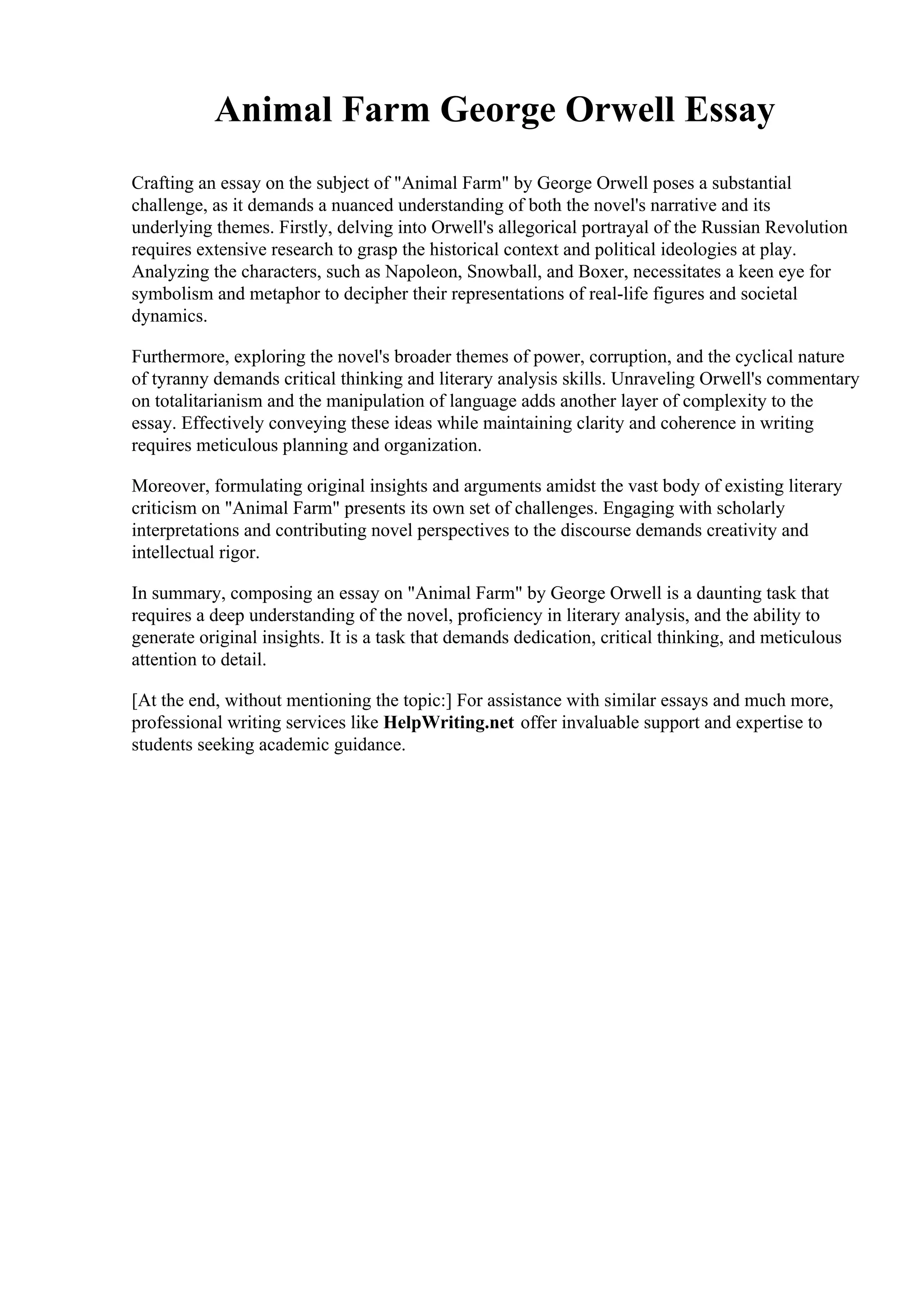 Animal Farm George Orwell Essay.pdf