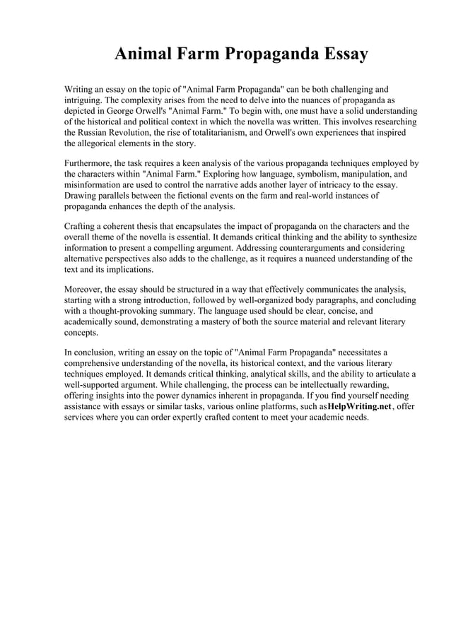 Animal Farm Propaganda Essay | PDF